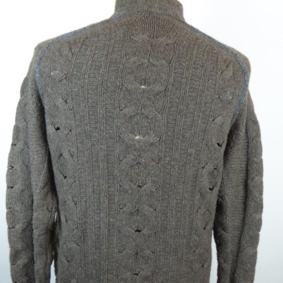 Ted Baker | Sweaters | Ted Baker Brown Chunky Wool Yak Cable Zip Aran ...